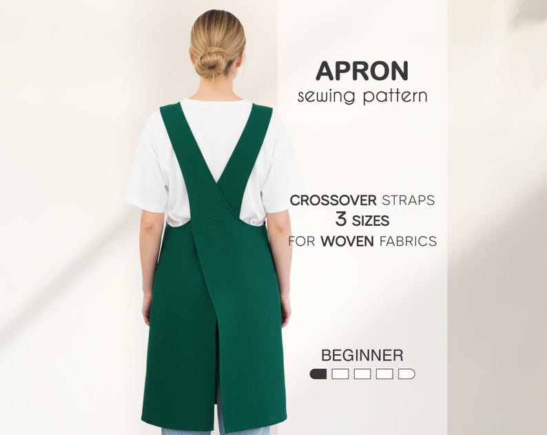 Apron Sewing Pattern for Women, Kitchen Apron Pattern, Easy Apron ...