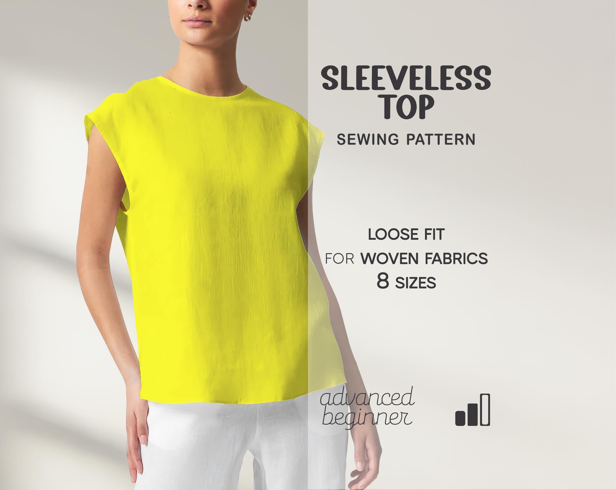 Linen Top Sewing Pattern, Sleeveless Shirt Pattern Beginner, Women ...
