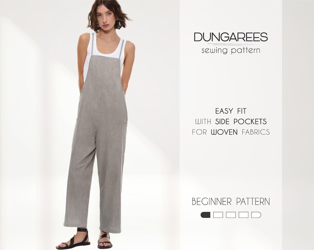 Women's Jumpsuit Sewing Pattern, Loose Fit Jumpsuit Pattern, Linen ...