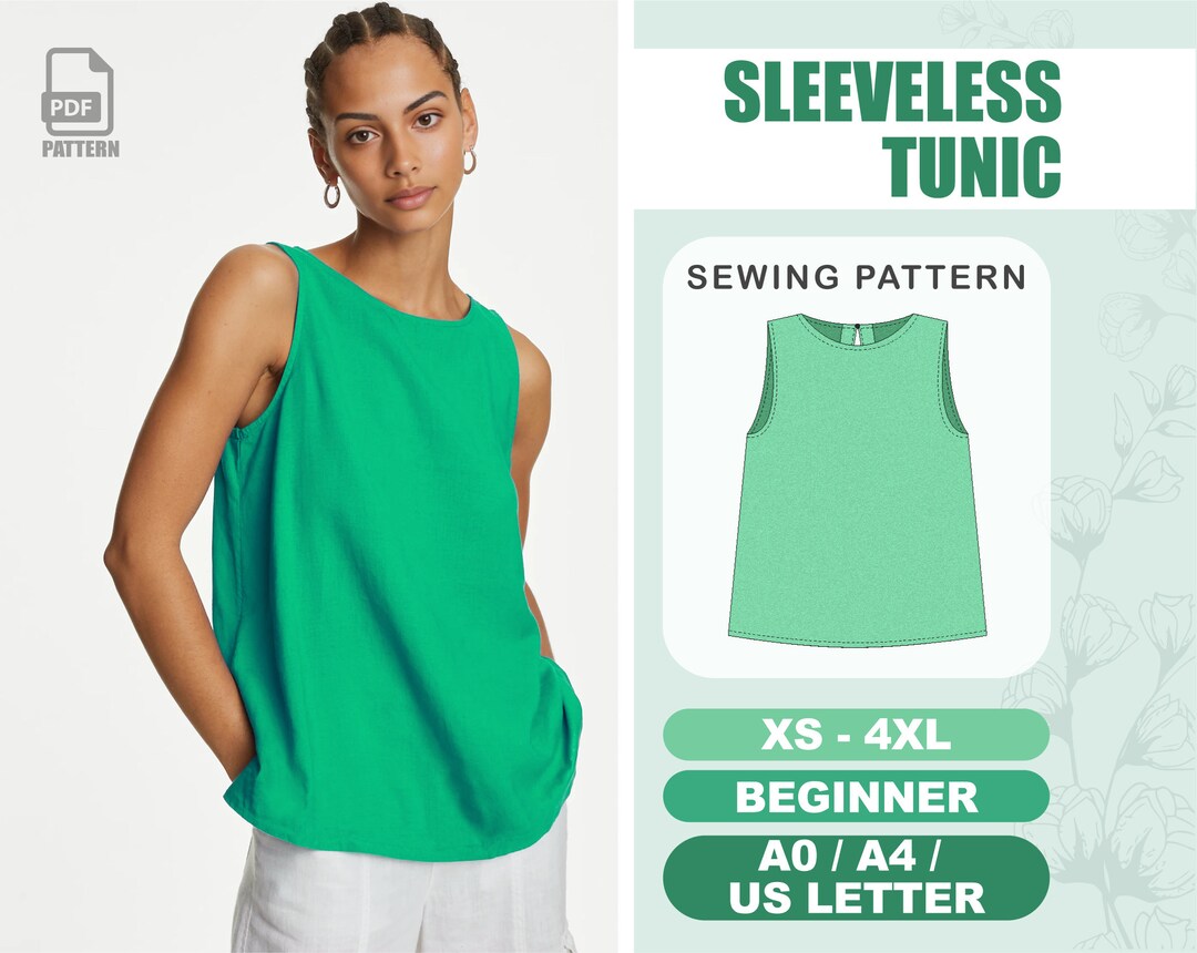 Linen Top Sewing Pattern, Summer Top Beginner Pattern, Women Tunic ...