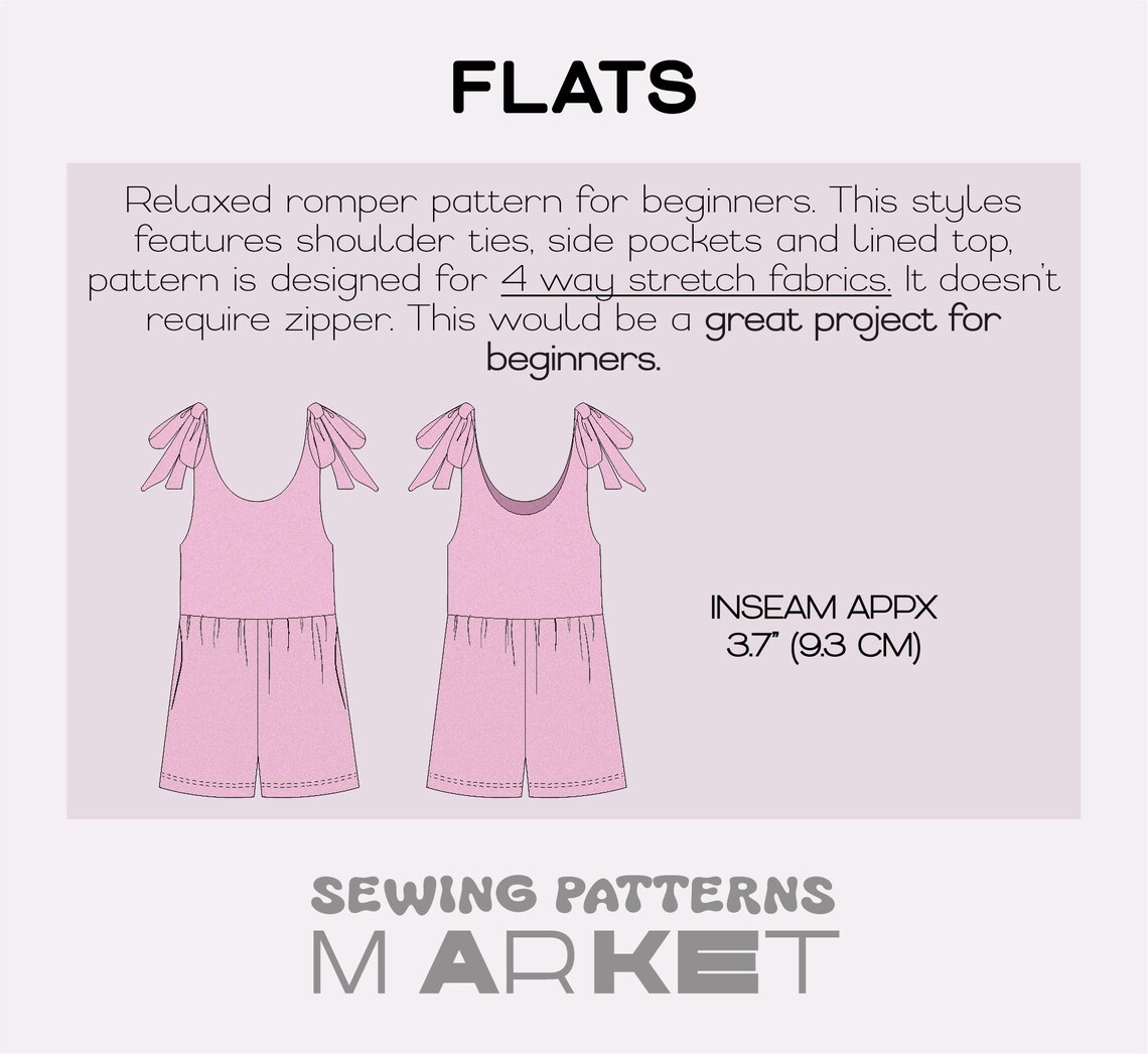 Romper Sewing Pattern Easy Jumpsuit Pattern for Women, Overall Beginner ...