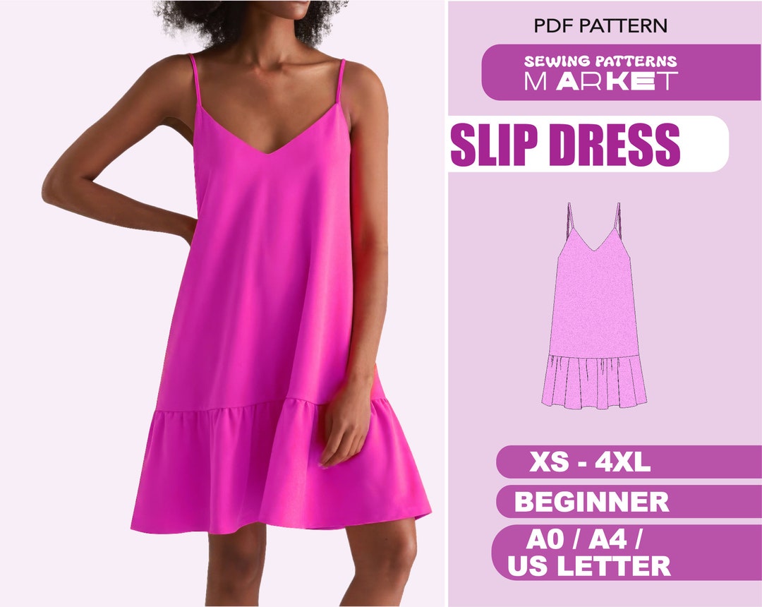 Slip Dress Sewing Pattern Plus Size Womens Summer Dress Digital ...