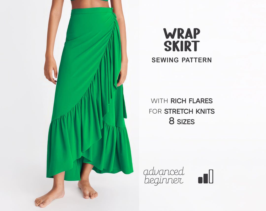 Long Skirt Sewing Pattern, Beginner Wrap Skirt Pattern, Plus Size ...