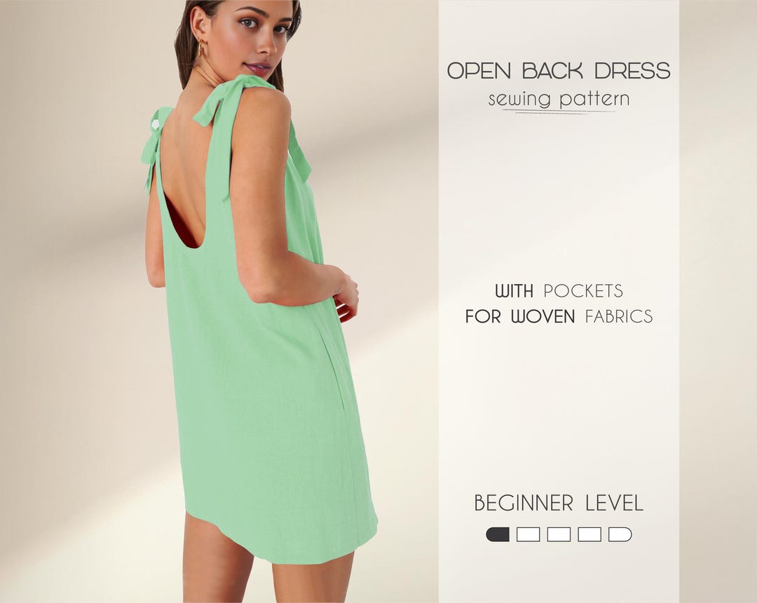 Open Back Dress Pattern, Linen Dress Sewing Pattern for Women, A Line ...