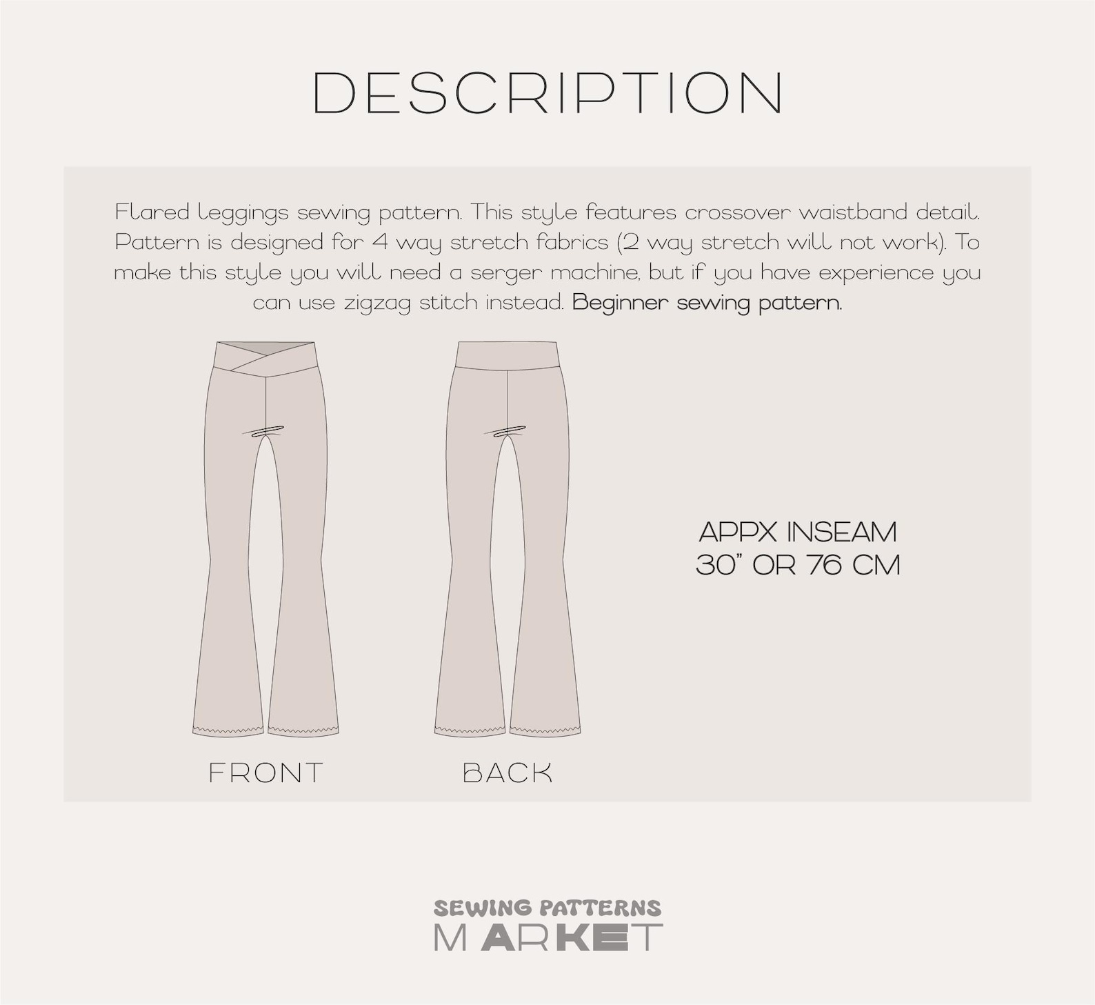 Flared Pants Sewing Pattern, Flare Leggings Pattern, Bell Bottom Pants ...