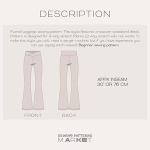 Flared Pants Sewing Pattern, Flare Leggings Pattern, Bell Bottom Pants Pattern, Beginner Sewing ...