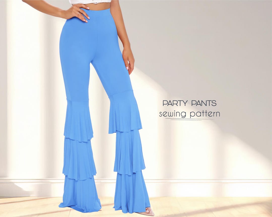 Flared Pants Sewing Pattern for Beginners, Party Pants Pattern, Plus ...