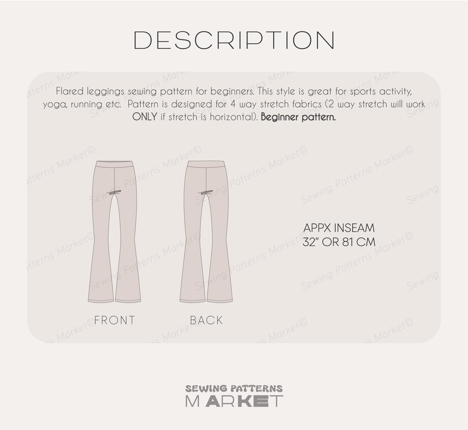 Flared Pants Sewing Pattern Beginner Level, Size XS - 4XL, Digital ...