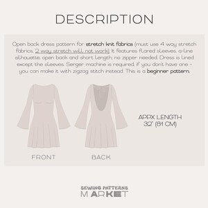 Open Back Dress Pattern for Christmas, Backless Dress PDF Sewing ...