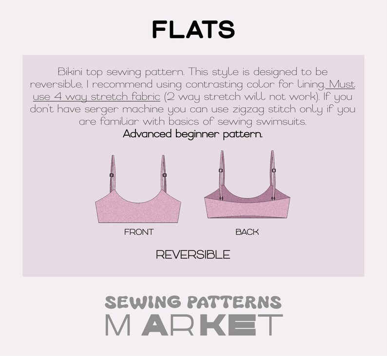 Bikini Top PDF Sewing Pattern for Women, Bra Sewing Pattern, DIY ...