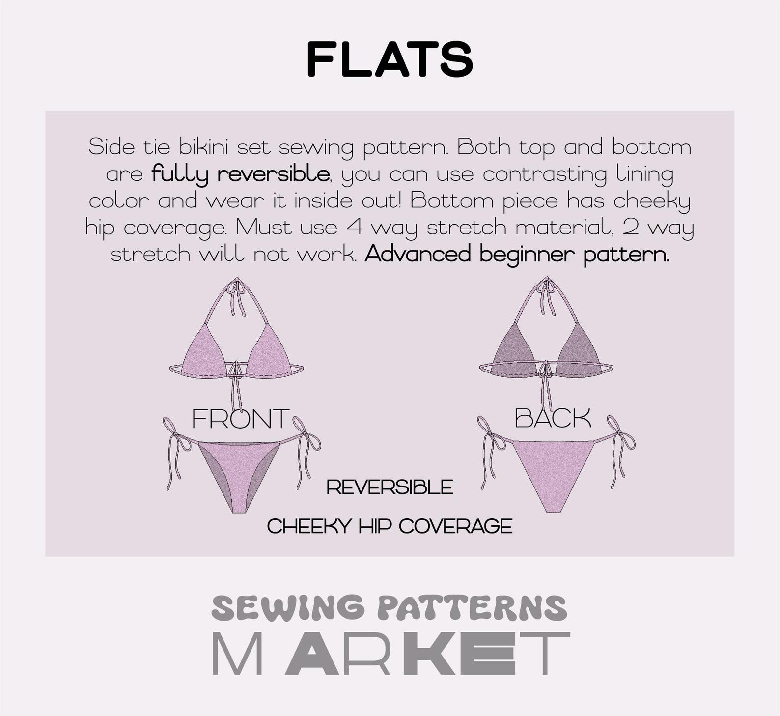 Bikini Sewing Pattern Side Tie Bikini and Triangle Bikini Top Pattern ...