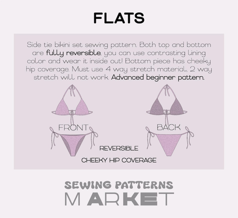 Bikini Sewing Pattern Side Tie Bikini and Triangle Bikini Top Pattern ...