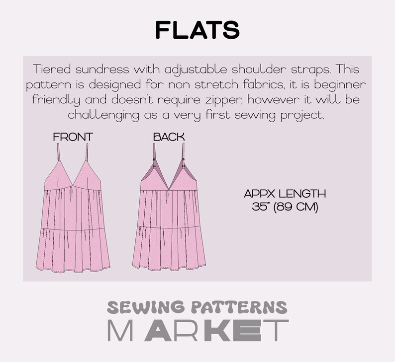 Sundress Pattern, Women Dress Sewing Pattern XS - 4XL, Flared Summer ...