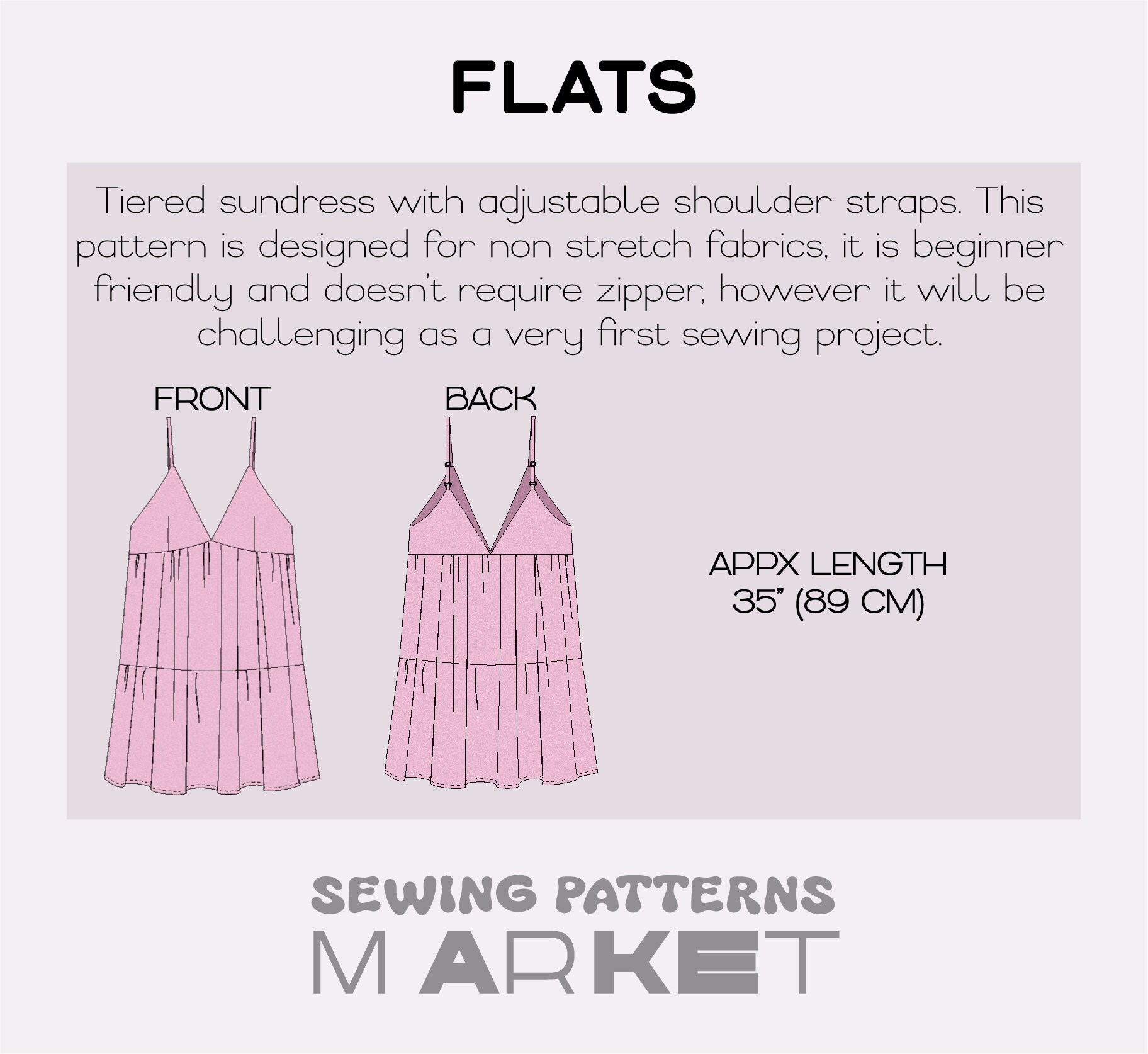 Sundress Pattern, Women Dress Sewing Pattern XS - 4XL, Flared Summer ...