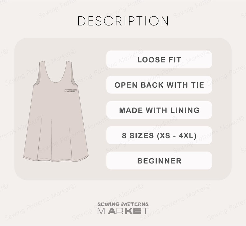 Overall Dress Sewing Pattern for Women, Loose Linen Dress Pattern ...