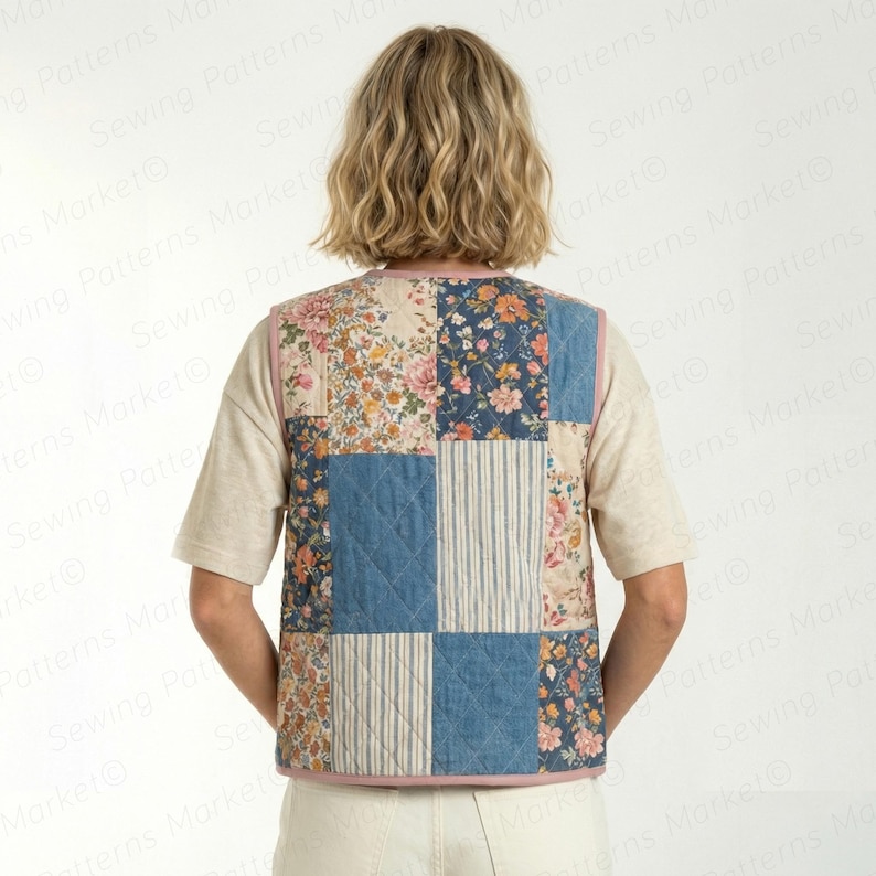 Quilted Vest Sewing Pattern, Patchwork Vest Pattern, Quilted Jacket ...
