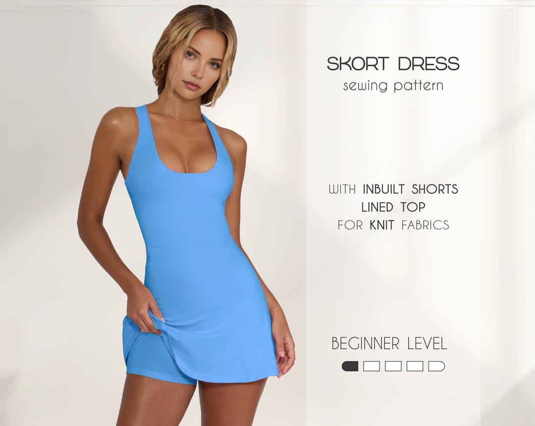Skort Sewing Pattern, Tennis Dress Pattern, Golf Dress Pattern, Stretch ...