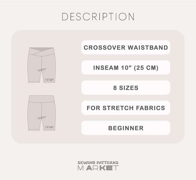 Biker Shorts Pattern, Gym Shorts Sewing Pattern, Yoga Shorts Pattern ...