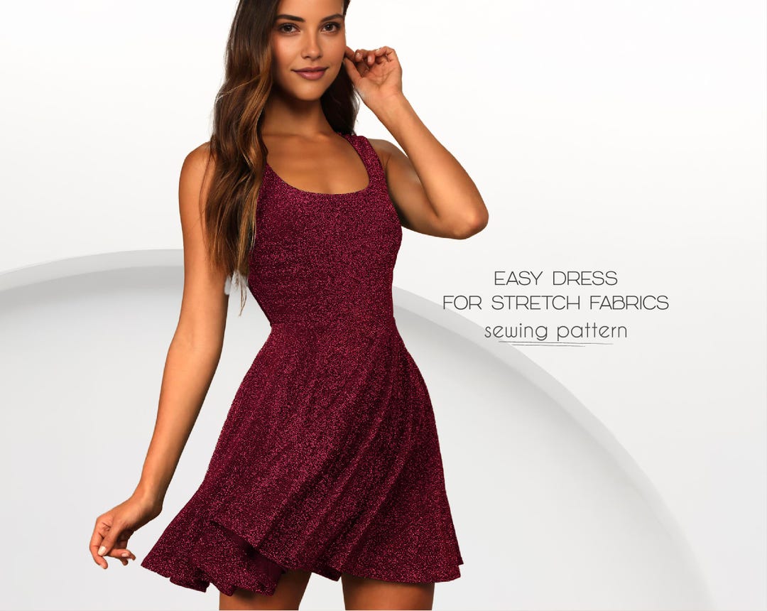 Mini Dress Sewing Pattern, Fit and Flare Dress Pattern, Skater Dress ...