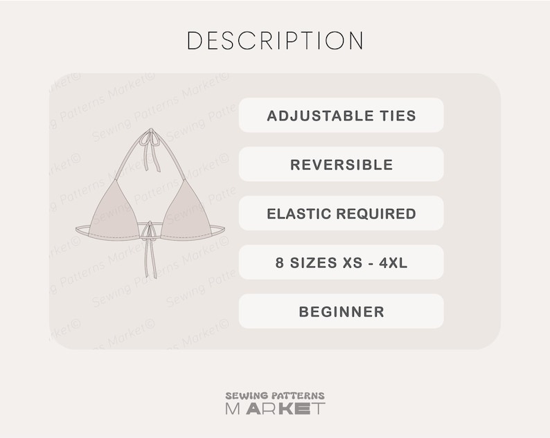 Bikini Sewing Pattern, Swimsuit Beginner Pattern, Bikini Sewing ...