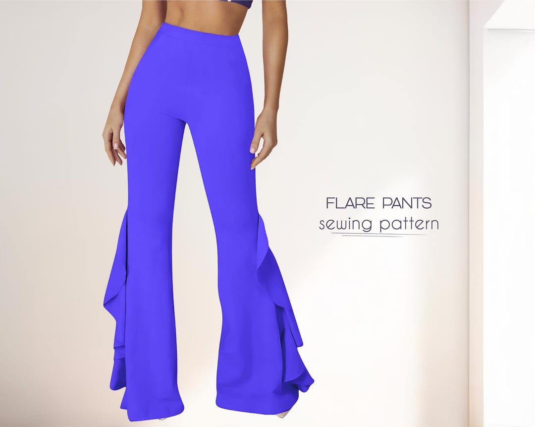Flared Pants Sewing Pattern, Bell Bottom Pants PDF Pattern, Party Pants ...