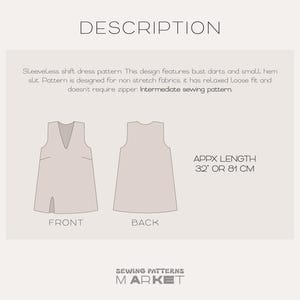 Dress Sewing Pattern Easy, Short Mini Dress Pattern, Plus Size Dress ...