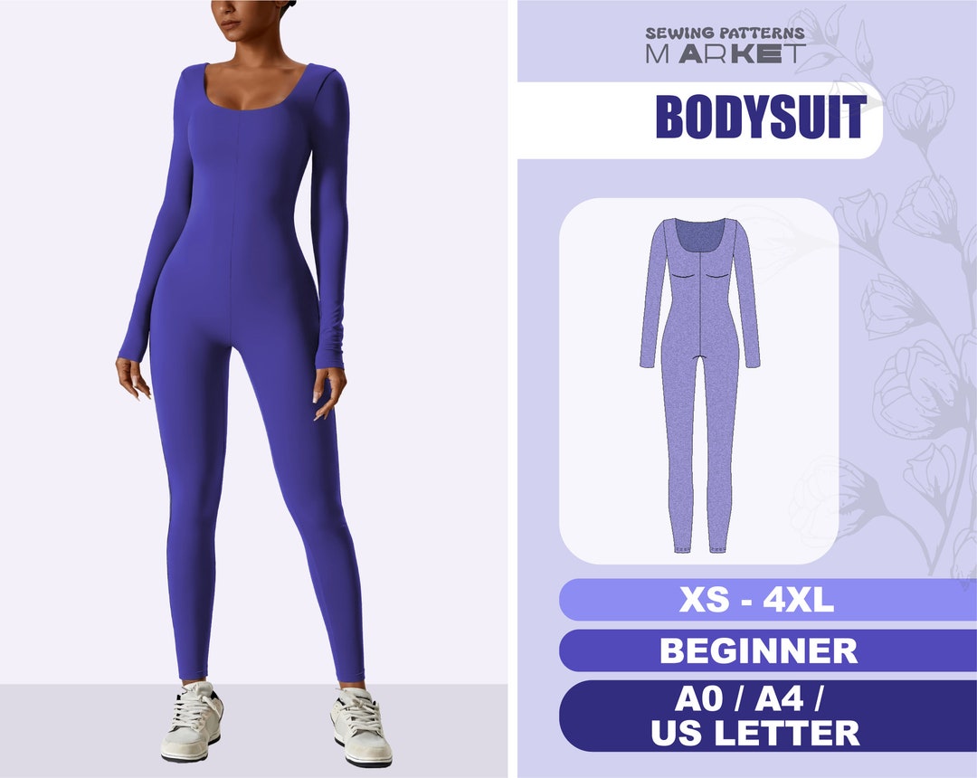 Bodysuit Pattern, Womens Jumpsuit Sewing Pattern XS 4XL, Plus Size PDF ...