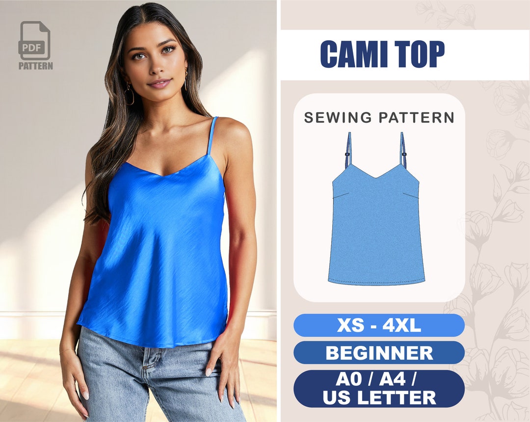 Camisole Top Pattern, Silk Cami Top Sewing Pattern, Beginner Top ...