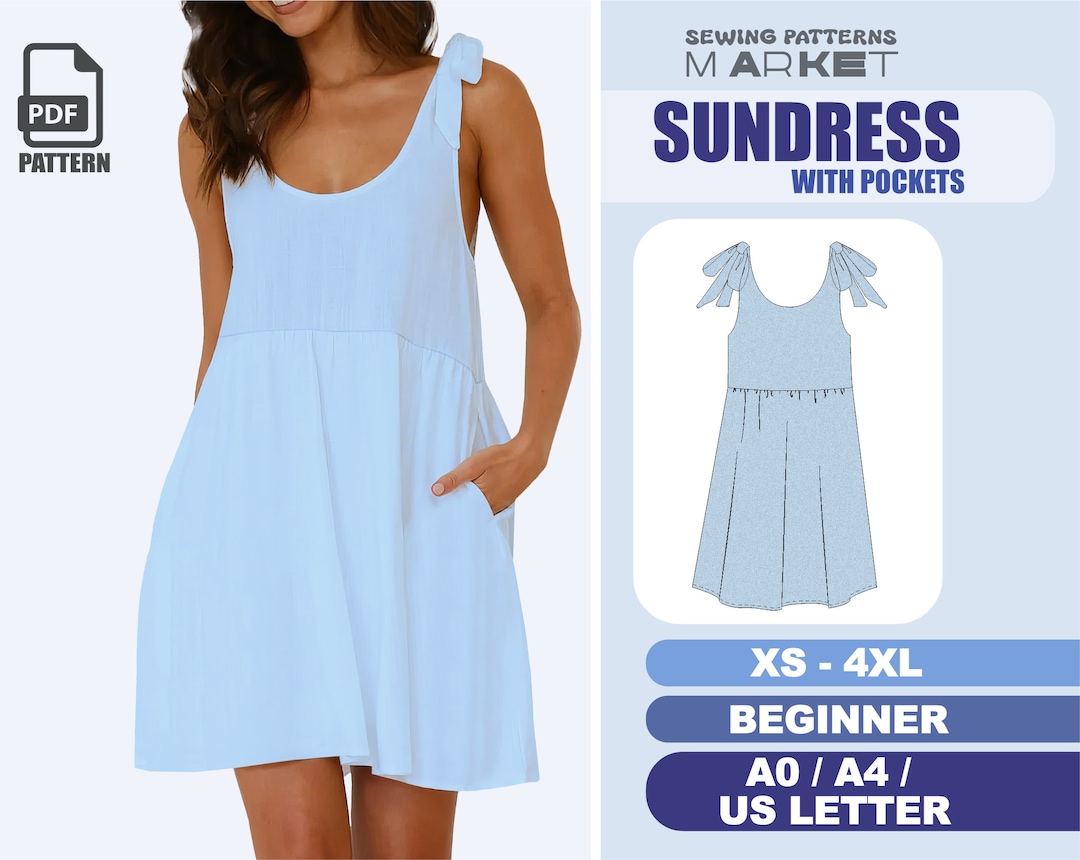 Sundress Pattern Easy Dress Pattern for Beginners, Womens Flared Summer ...