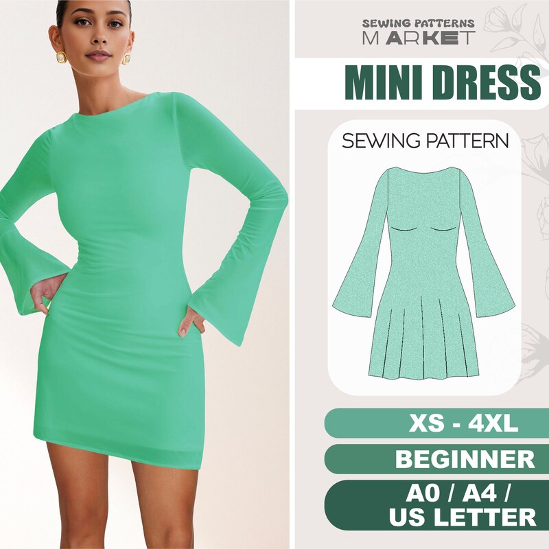 Short Dress Pattern - Etsy