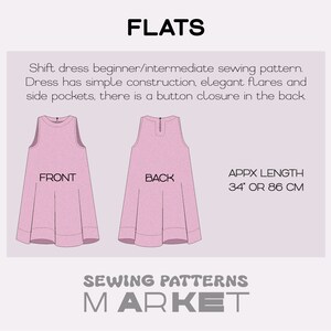 Shift Dress Sewing Pattern, Short Flared Dress Pattern, Plus Size Dress ...