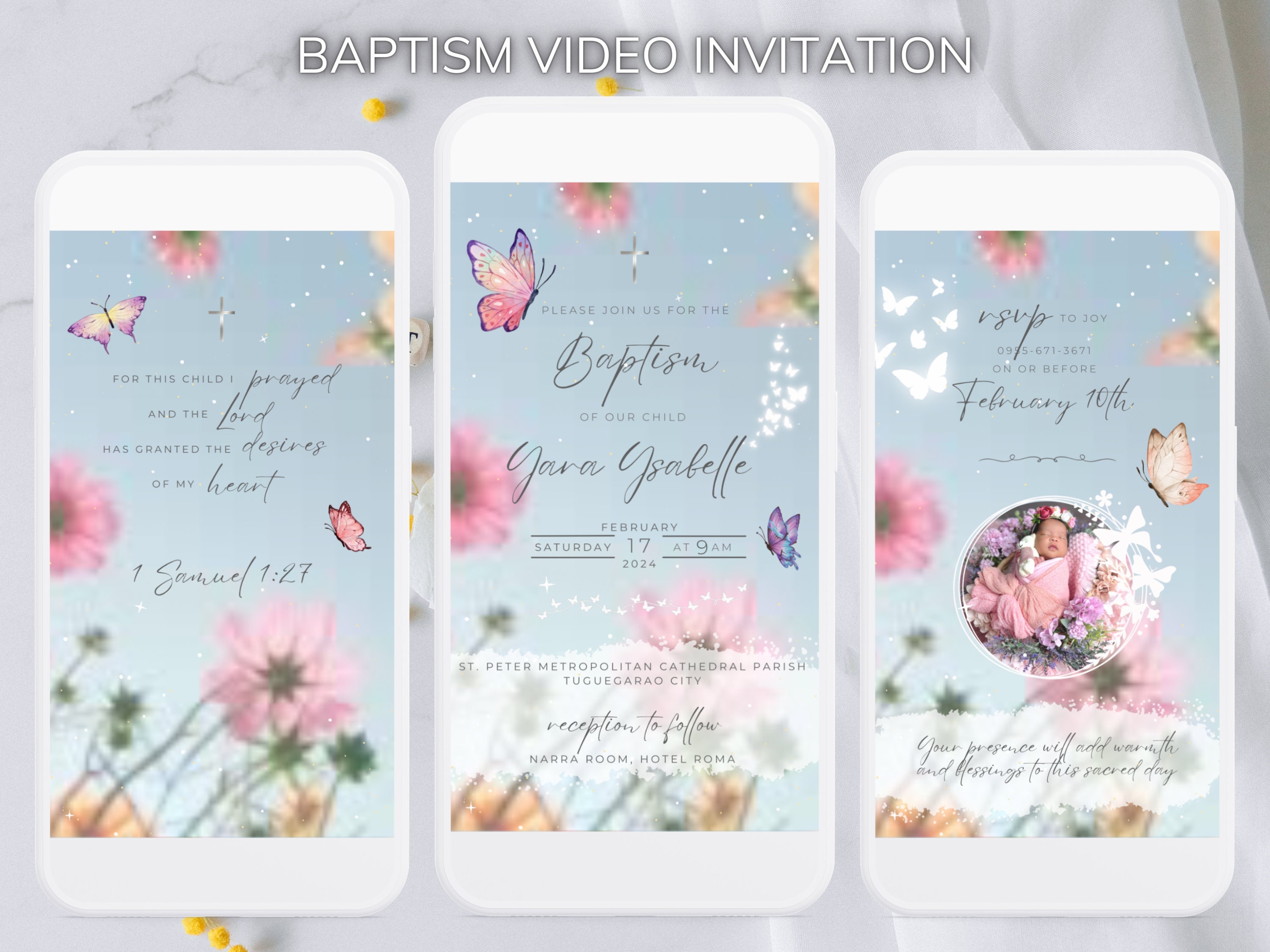 Personalized Baptism Invitation Baptismal Invite Video Invitation ...