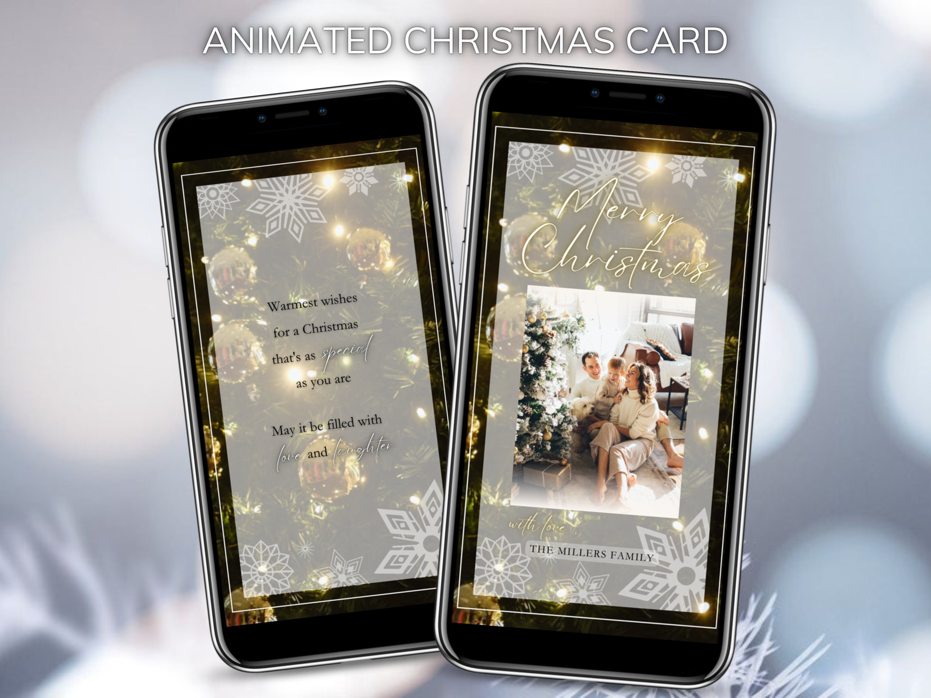 Animated Video Christmas Card Template, Editable Photo Christmas Card ...