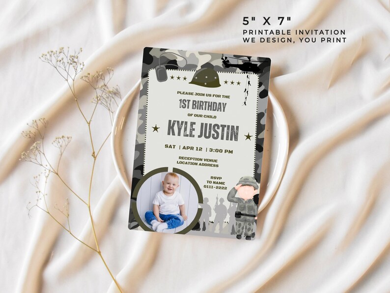 Military Theme Birthday Invitation, Scout Ranger, Camo Invite, Army ...
