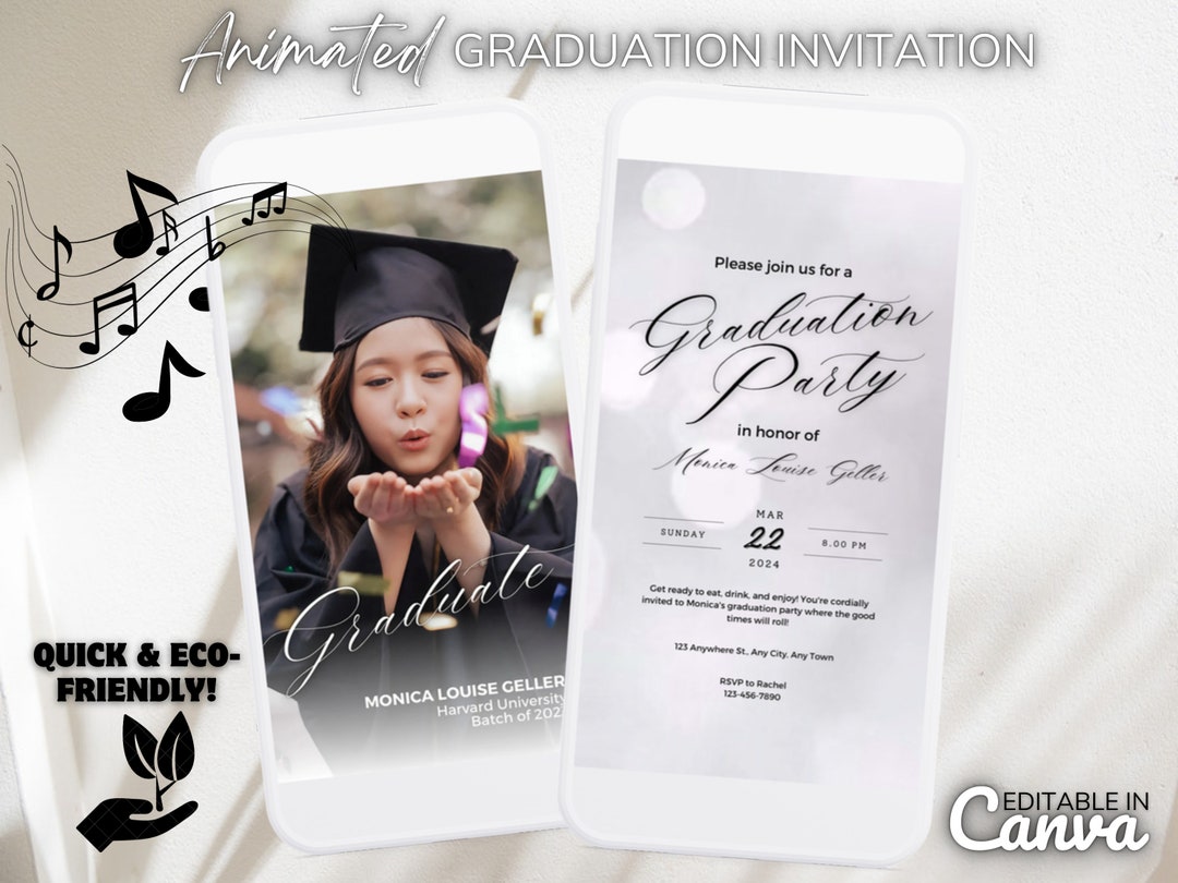 Minimalist Graduation Party Digital Invitation 2024 White Modern ...