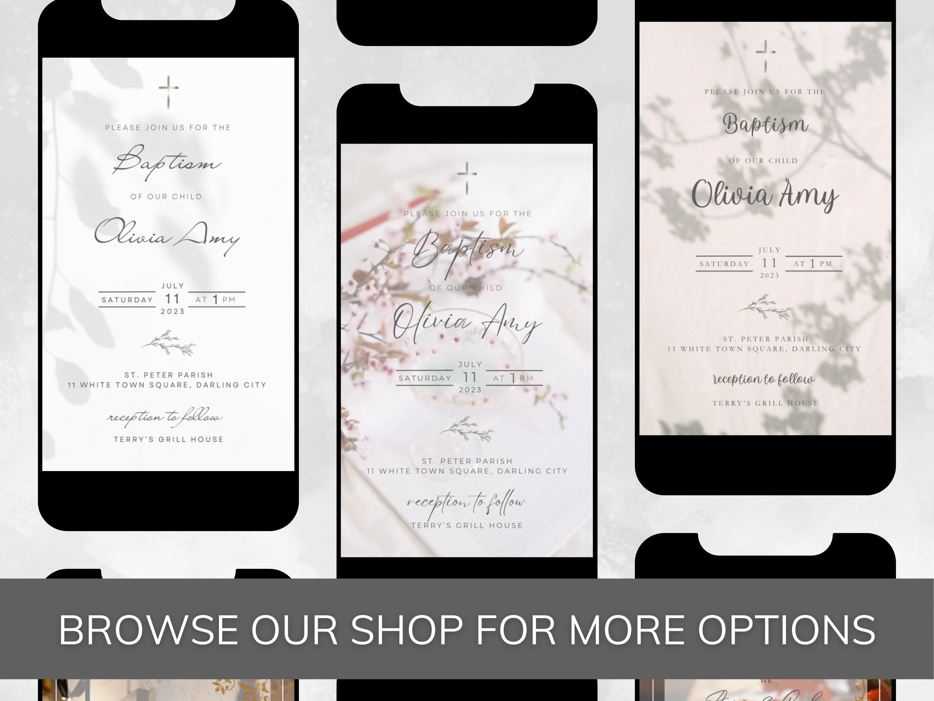 Minimalist Baptism Video Invitation Template Aesthetic Baptismal ...