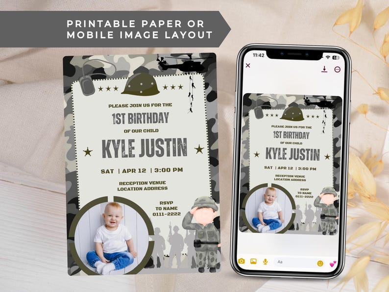 Military Theme Birthday Invitation, Scout Ranger, Camo Invite, Army ...