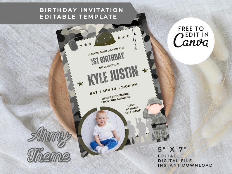 Military Theme Birthday Invitation, Scout Ranger, Camo Invite, Army ...