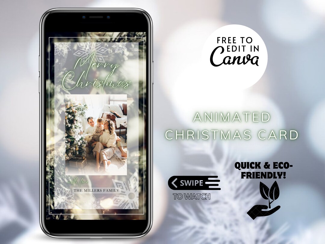 Animated Video Christmas Card Template, Editable Photo Christmas Card ...