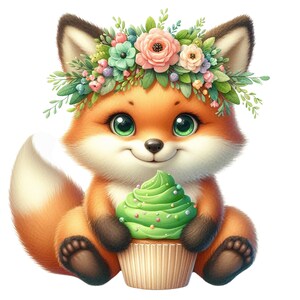 Animal Cupcake Clipart, Watercolor PNG Images (digital Download) - Etsy