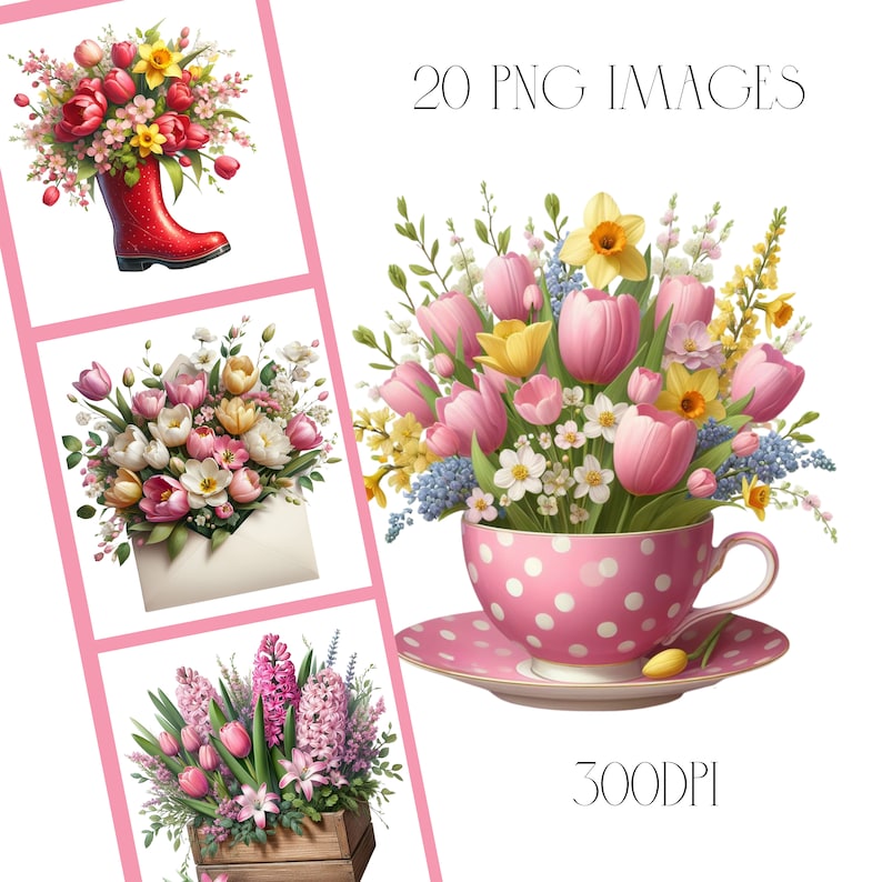Spring Flowers Clipart, Digital Downloads, Clipart, Watercolour ...