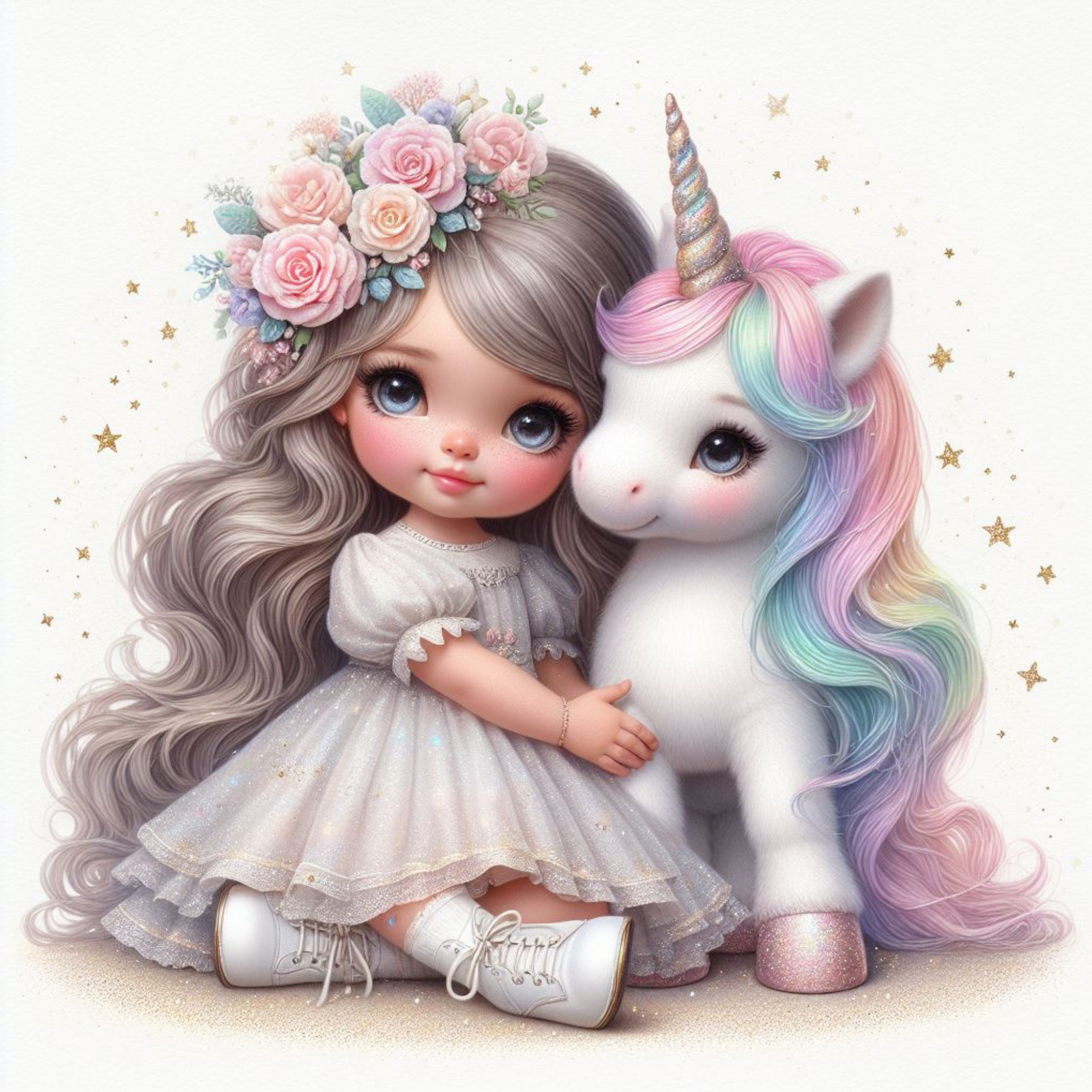 Girls & Unicorns Clipart, Digital Downloads, Clipart, Watercolour ...