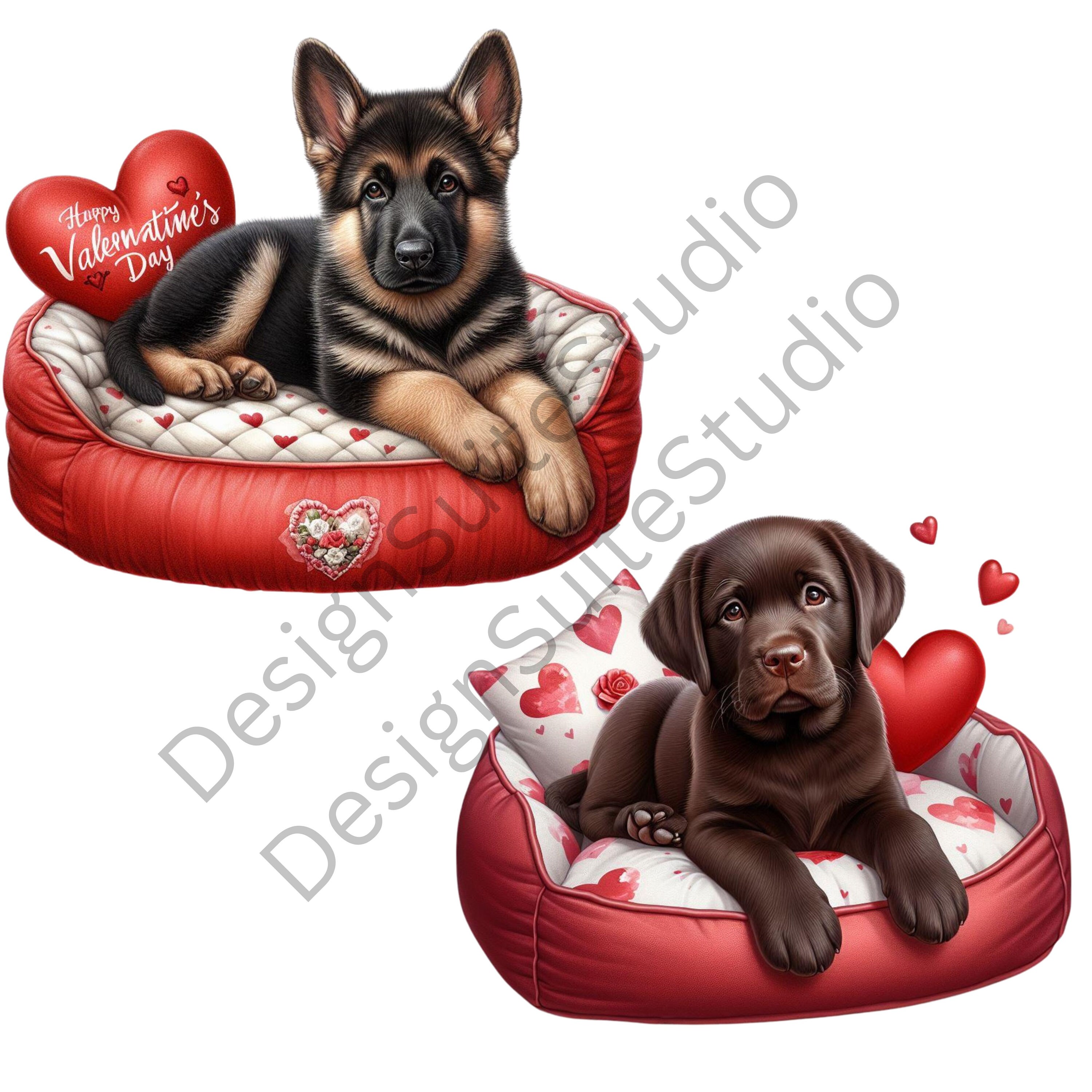 Valentine Clipart, Valentine Dogs, Digital Downloads, 18PNG, Clipart ...