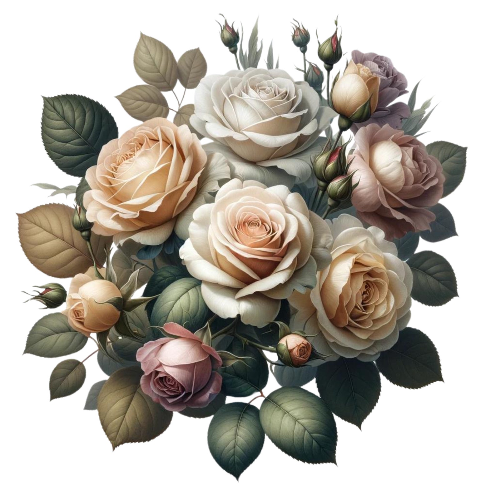 Roses Clipart, Floral Clipart, Digital Downloads, 18PNG, Clipart Images ...