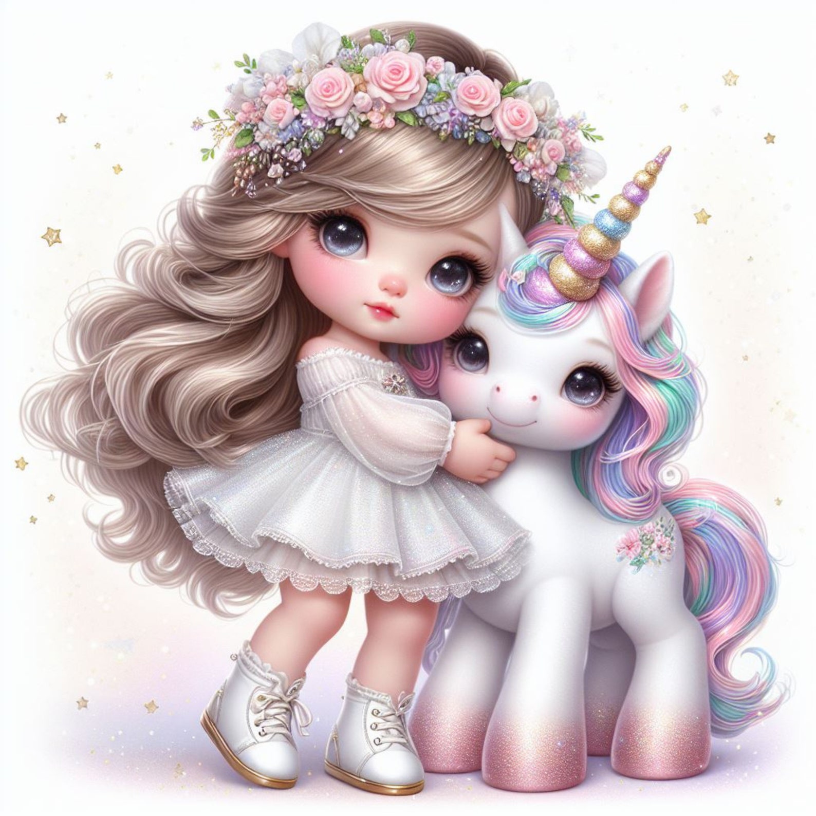 Girls & Unicorns Clipart, Digital Downloads, Clipart, Watercolour ...