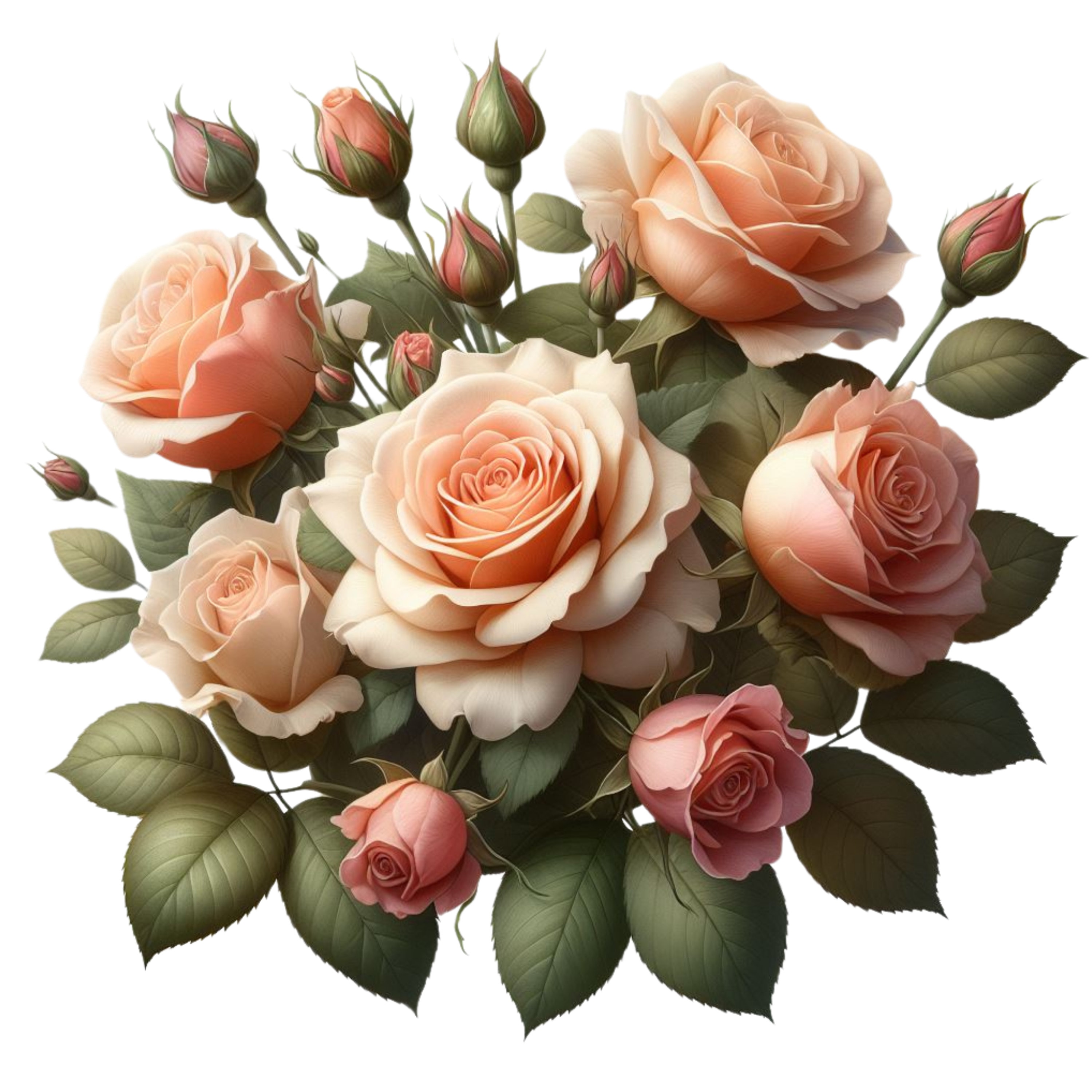 Roses Clipart, Floral Clipart, Digital Downloads, 18PNG, Clipart Images ...