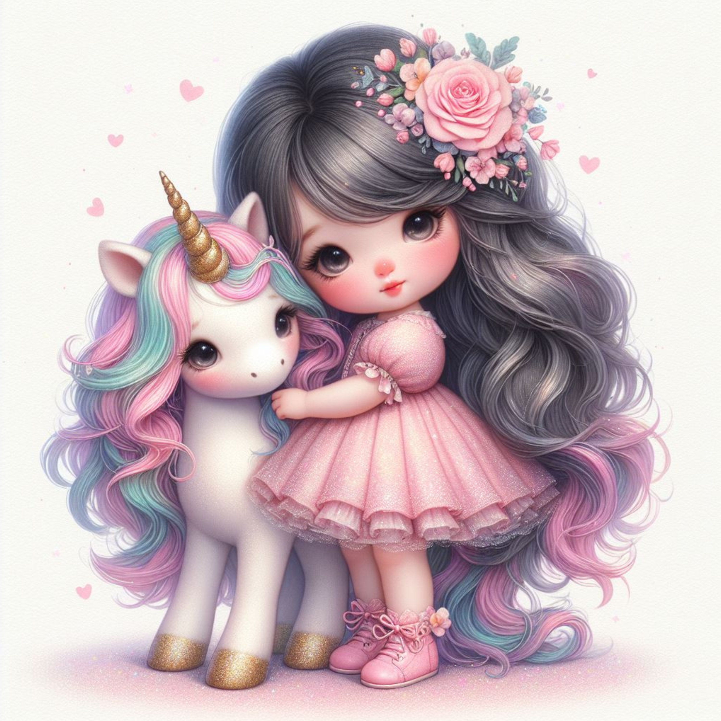 Girls & Unicorns Clipart, Digital Downloads, Clipart, Watercolour ...