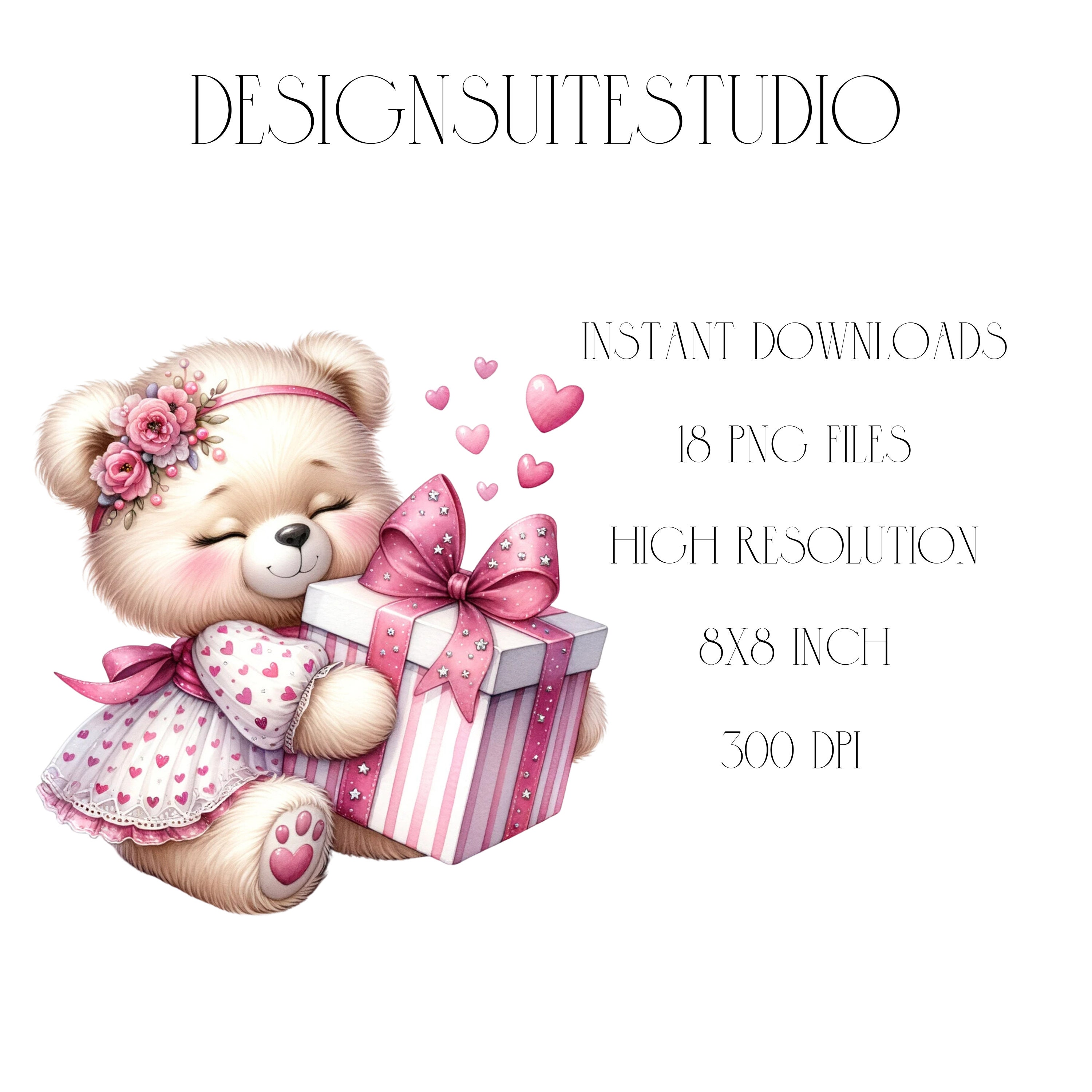 Birthday Clipart, Teddy Bear Clipart, Digital Downloads, 18PNG, Clipart ...