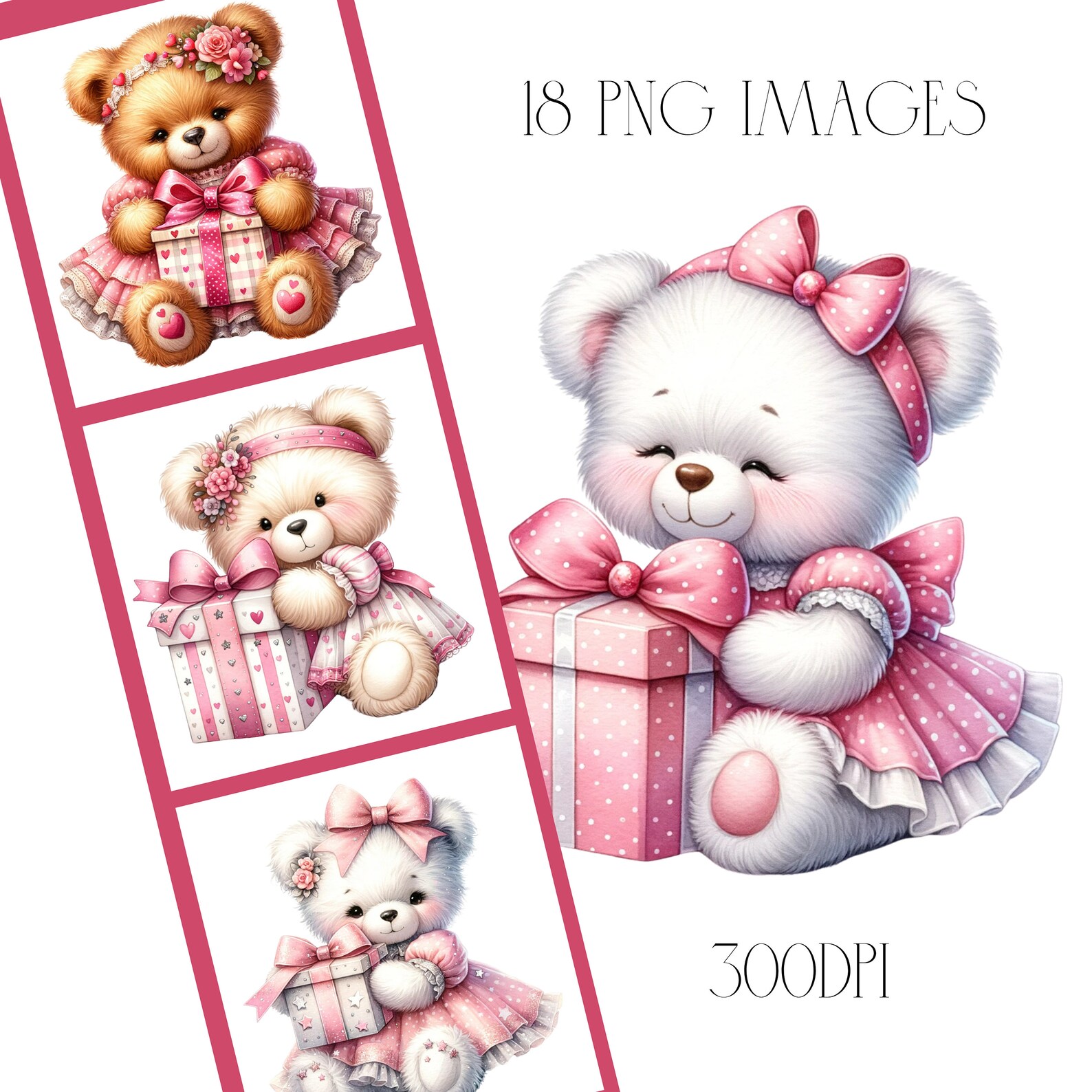Birthday Clipart, Teddy Bear Clipart, Digital Downloads, 18PNG, Clipart ...