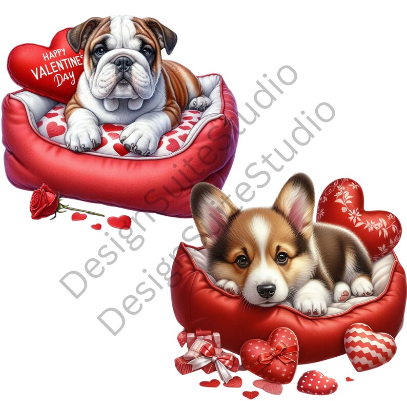 Valentine Clipart, Valentine Dogs, Digital Downloads, 18PNG, Clipart ...